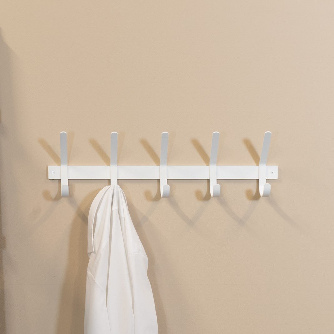 Gancho - Kroklist med fem krokar i vit metall - Kroklist - 3-Nordic