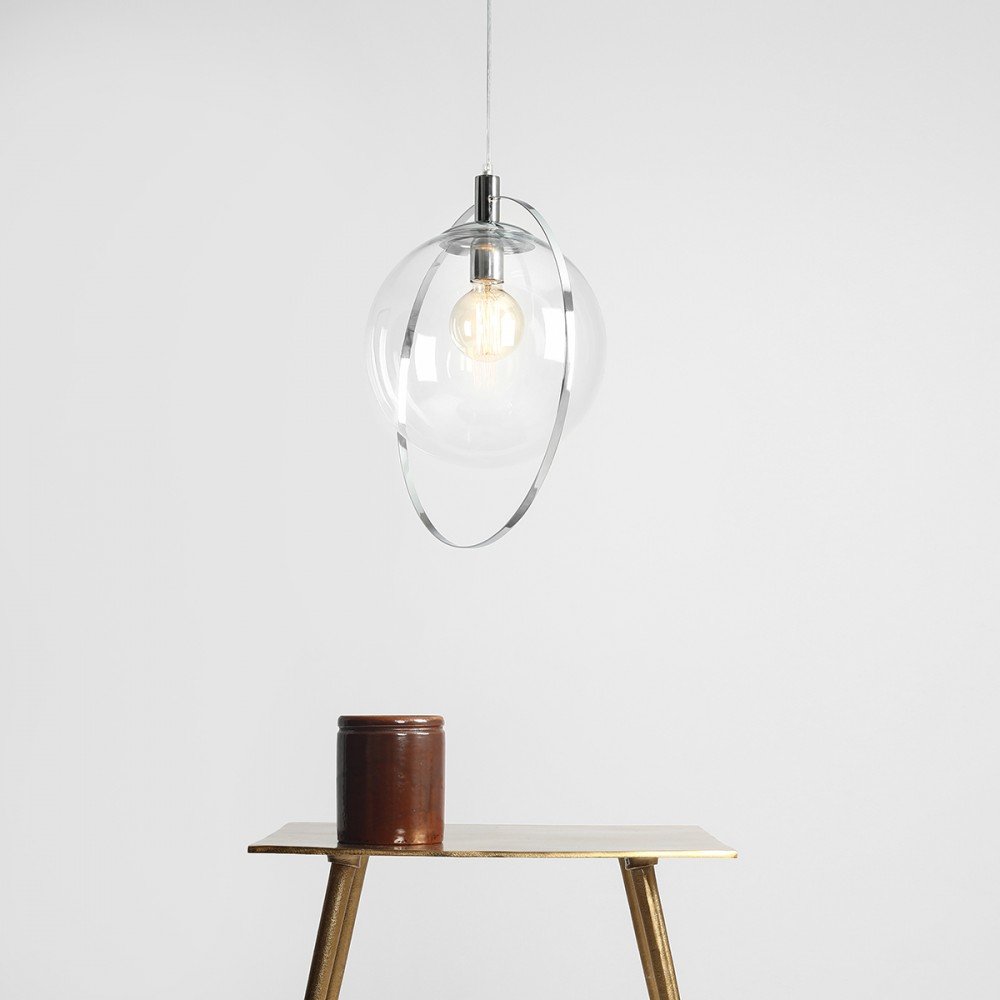 Magic - Loftlampe i krom og klart glas - Pendler med 1 skærm - 3-Nordic